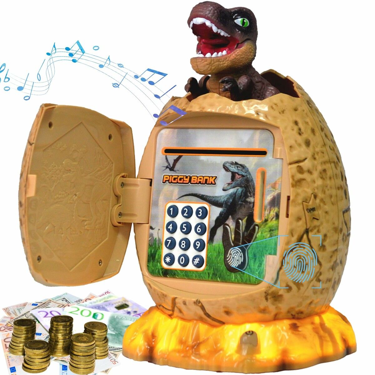 Piggy Bank for Kids Dinosaur Egg Money Bank with Fingerprint Unlocking ...