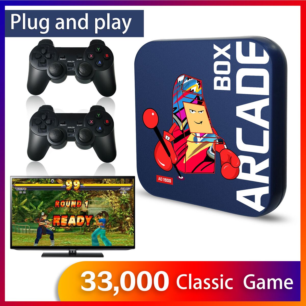 Arcade Box Retro Game Console for PS1/PSP/N64 Built-in 50 Emulator ...