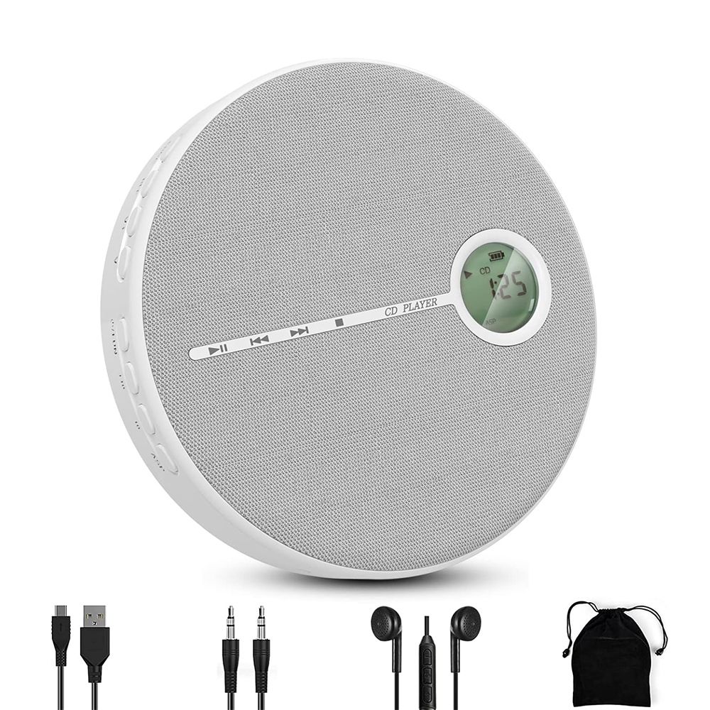 Portable CD Player Rechargeable Bluetooth Anti Skip Walkman Headphones ...