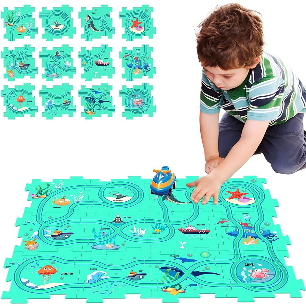 Children Educational Track Car DIY Free Assembly Map Scene To Build ...