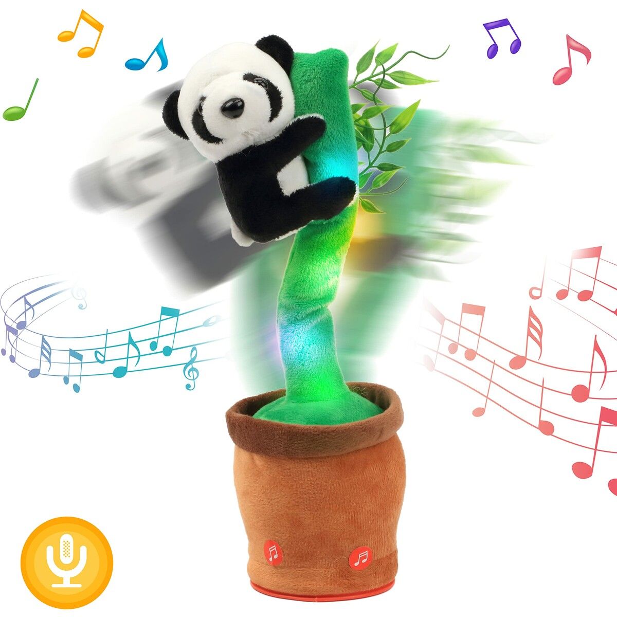 Glowing Dancing Panda Toy with Bamboo Repeats What You Say Talking Toy ...