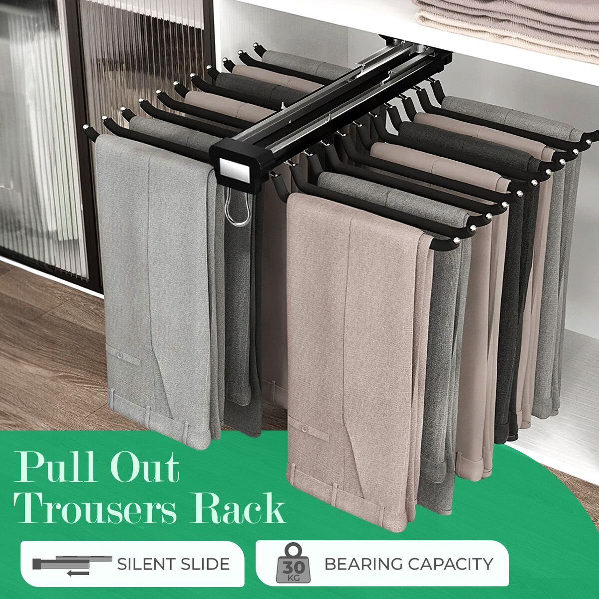 Wardrobe Pants Hanger Trousers Rack 22 Arms Closet Clothes Organiser ...