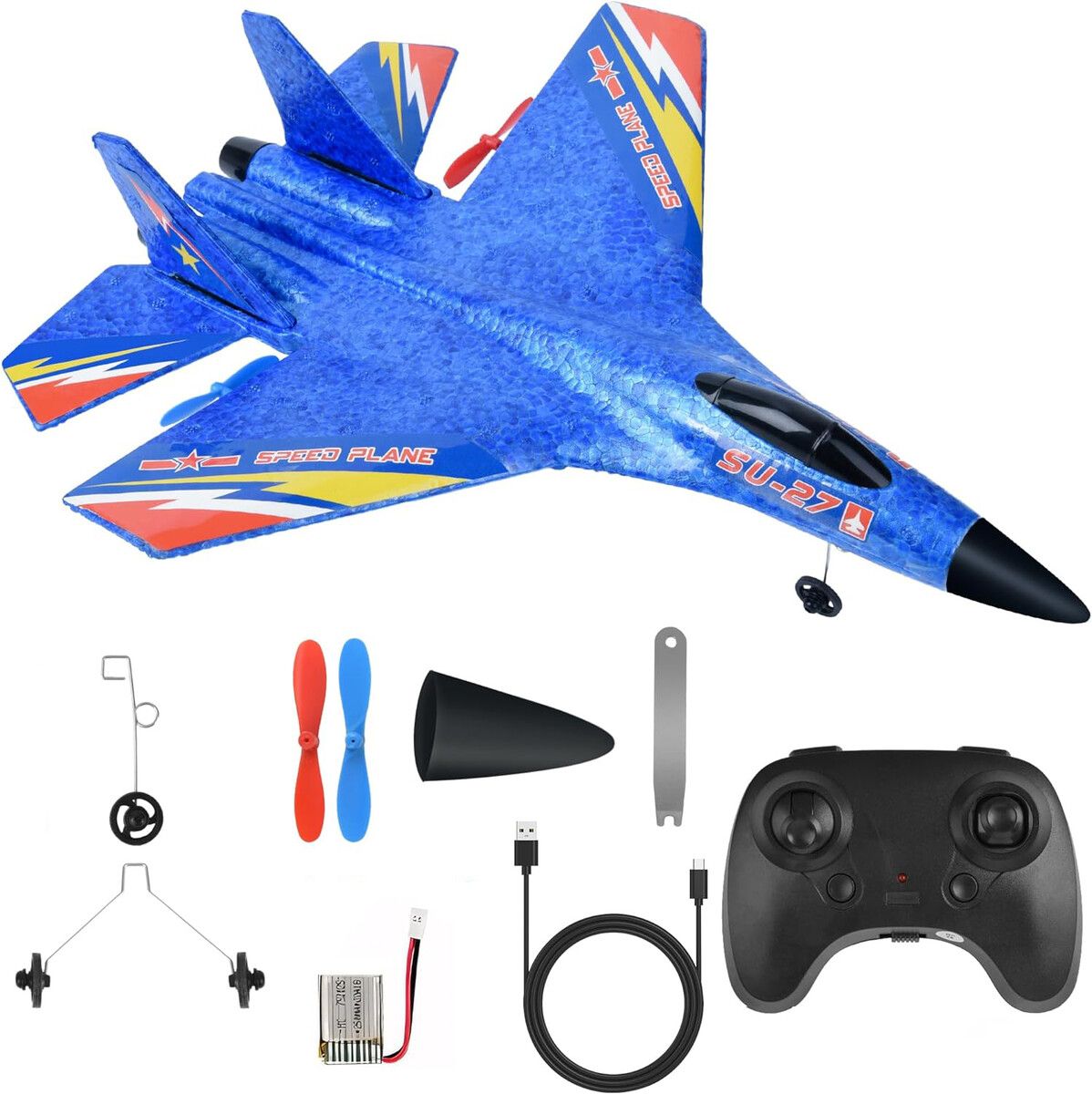 Blue RC Plane Remote Control Glider Airplanes 2.4 GHZ 2 Channels, Easy ...