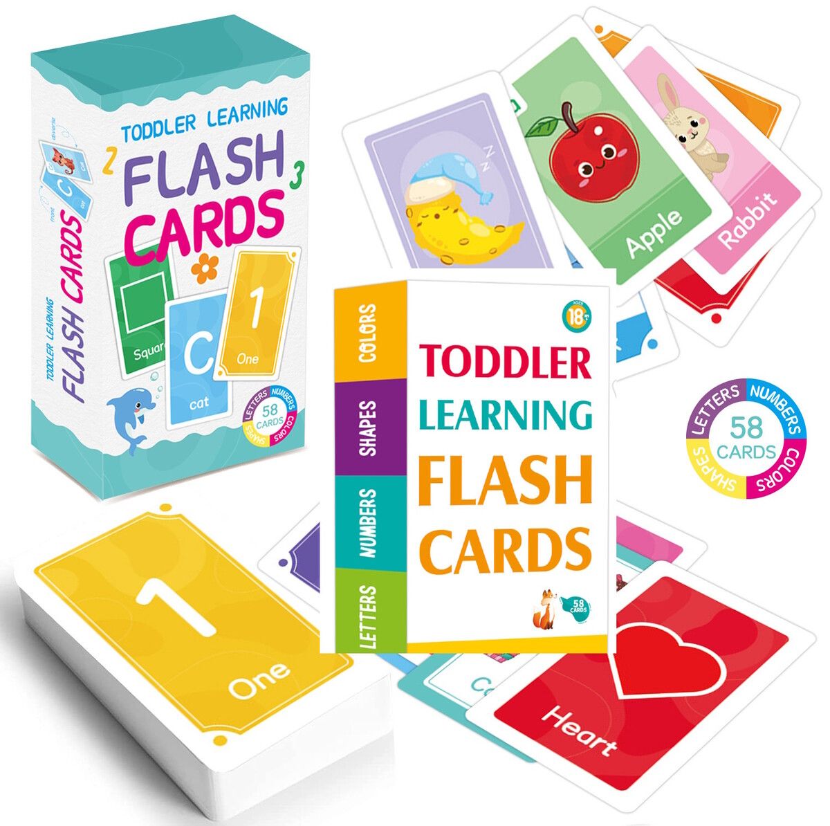 2 set Toddler Learning Alphabet Flashcards Toddlers, Set of 58 Letters ...
