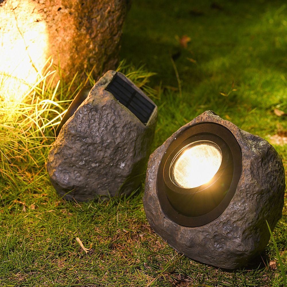 Landscape Rock Light, Solar Powered Garden Lights, Waterproof ...