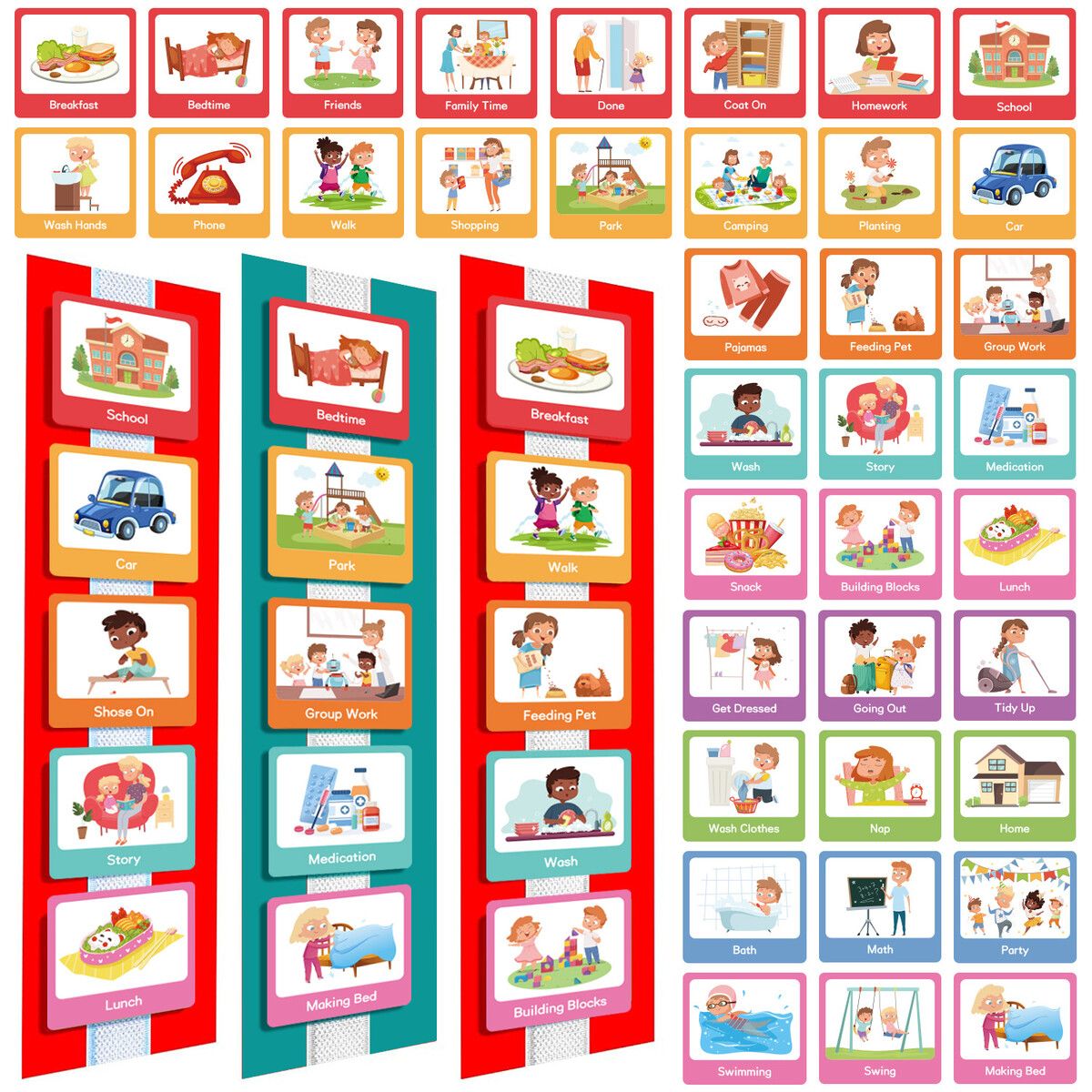 Visual Schedule Cards 60 Pieces Daily Routine Chore Chart Autism ...