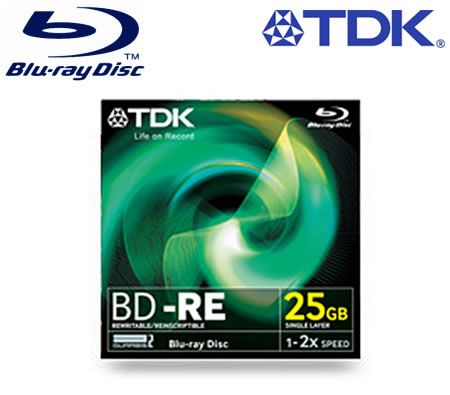 TDK BD-RE 25GB Single Layer Rewritable / Reinscriptible Blu Ray Disc