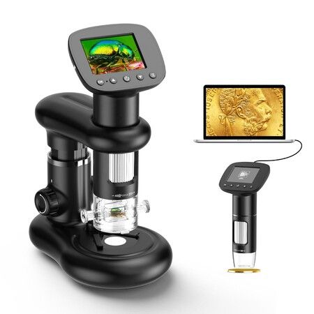 Handheld Digital Microscope with Stand,2" LCD Screen,1000X Pocket ...