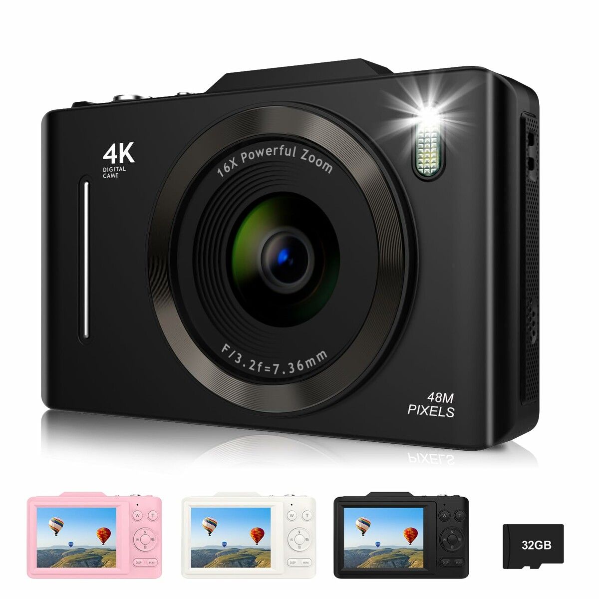 Digital Camera,FHD 4K 48MP Point and Shoot Digital Camera for Kids with ...