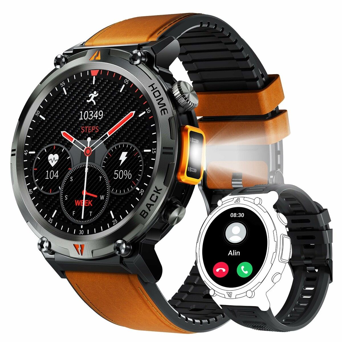 1.45" Smart Watch for Men with LED Flashlight 3ATM Waterproof Smart ...