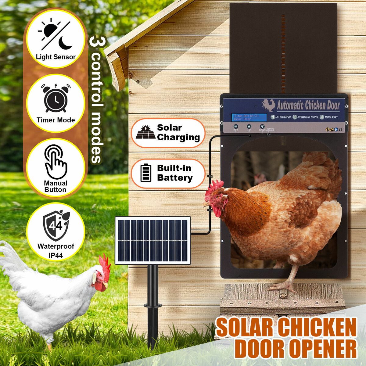 Electric Chicken Door With Timer Automatic Chicken Coop Door With Timer ...