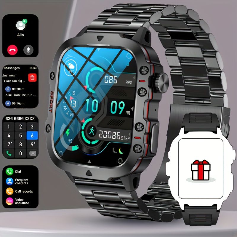 Smart Watch Men Wireless Call IP68 Waterproof Sport Fitness AI Voice ...