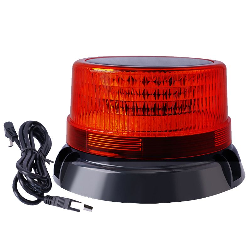 Solar Powered LED Strobe Lights Wireless Waterproof Red Beacon Portable ...