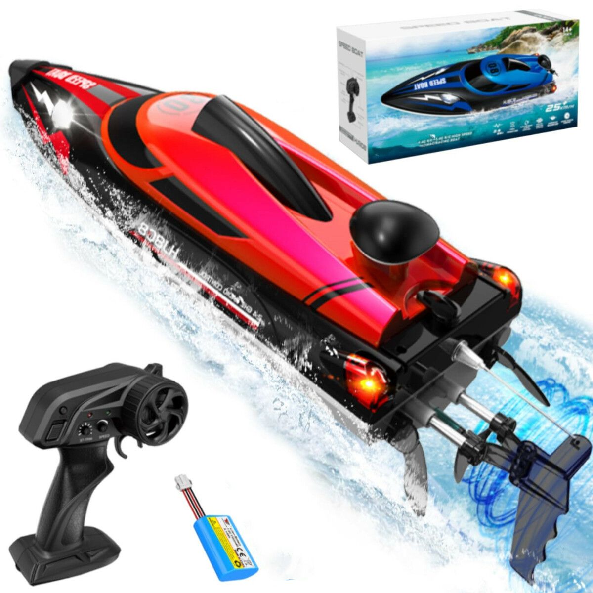 High Speed RC Boat Rechargeable Battery 22+ MPH Fast Remote Control ...