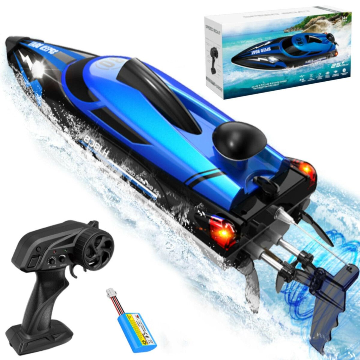 High Speed RC Boat Rechargeable Battery 22+ MPH Fast Remote Control ...