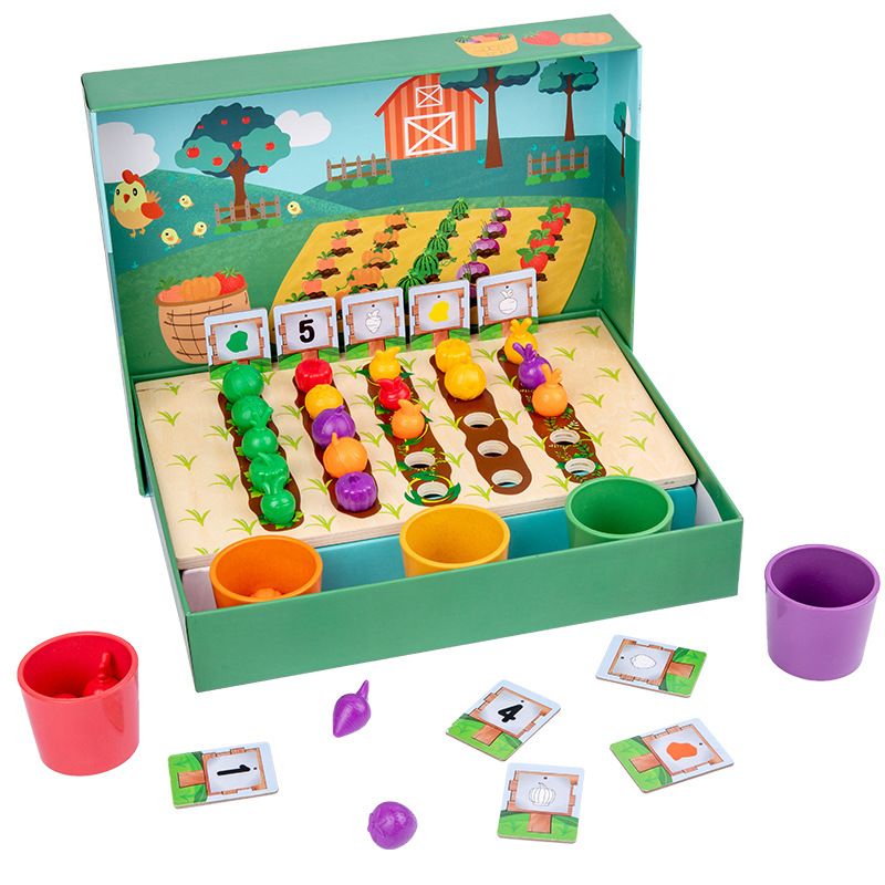 Montessori Toy Farm Fruit Vegetables Sorter Game Kids Educational ...