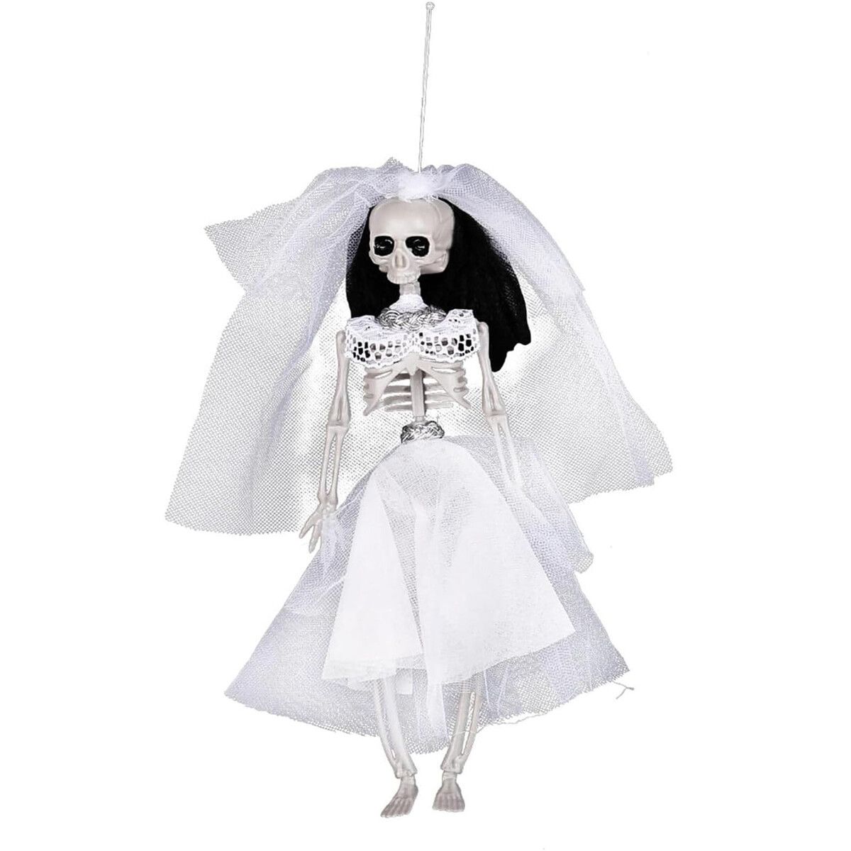 Poseable Hanging Skeleton Bride and Groom Halloween Decorations for ...