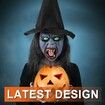 Witch Halloween Mask Latex Witch Mask with Black Hair and Hat, Scary ...
