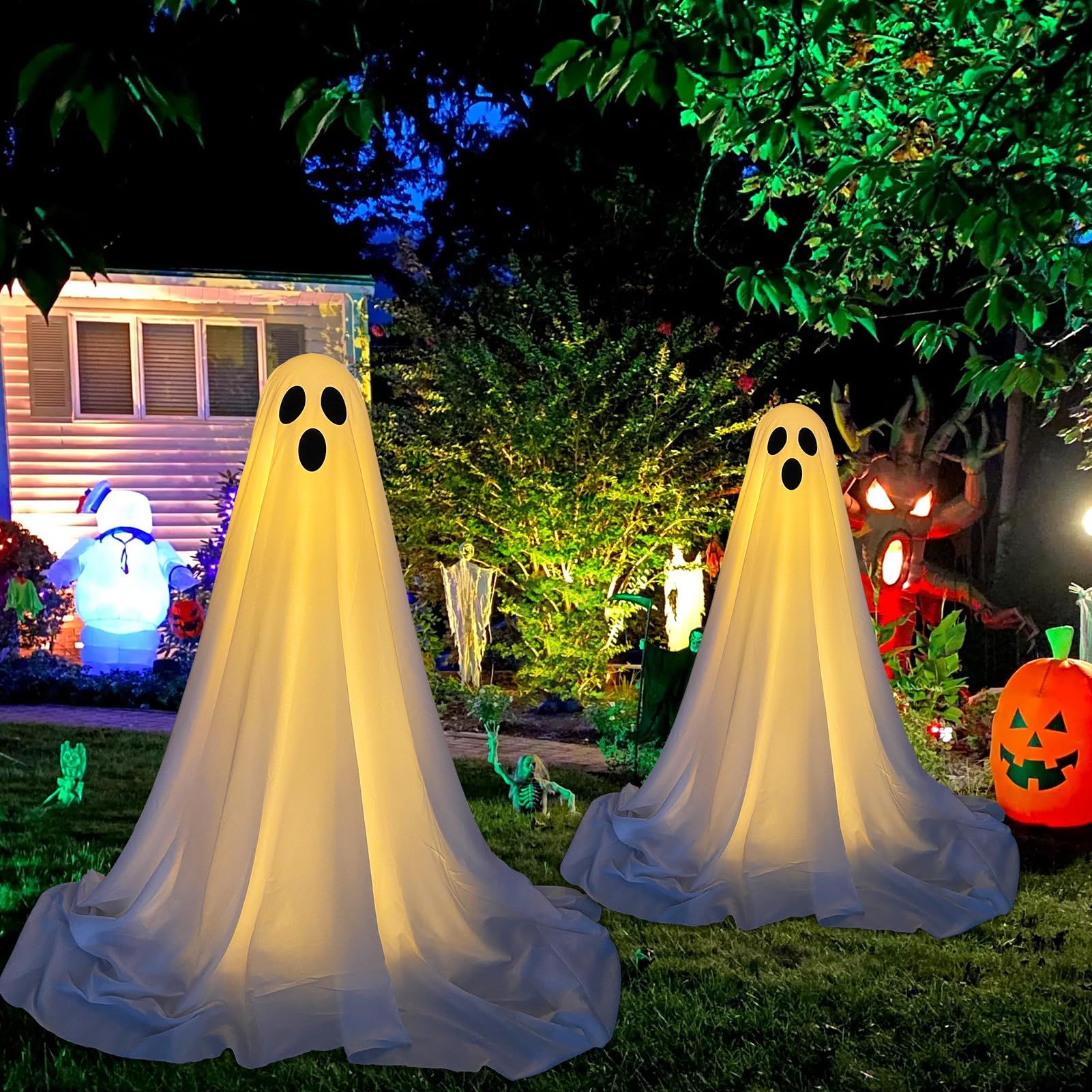 Ghost Swing Halloween Decorations Outdoor - 5 FT Large Hanging Swing ...
