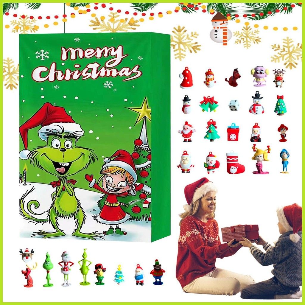 Grinch Advent Calendar Set of 24 Cute Cartoon Figures Dolls For ...
