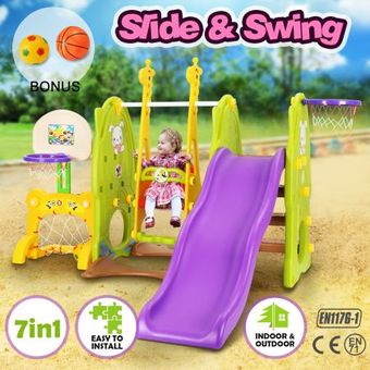 Colorful 7-in-1 Playset with Swing & Slide Toys | Crazy Sales