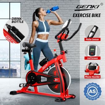 GENKI Fitness Spin Bike Indoor Cycling Home Exercise Adjustable Belt ...