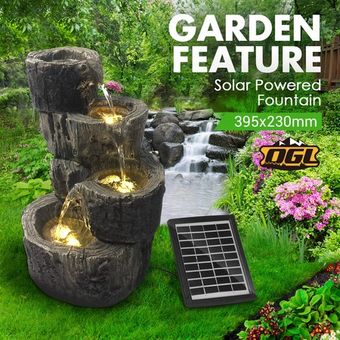 Solar Powered Water Fountain Outdoor Garden Features Cascading Bird ...
