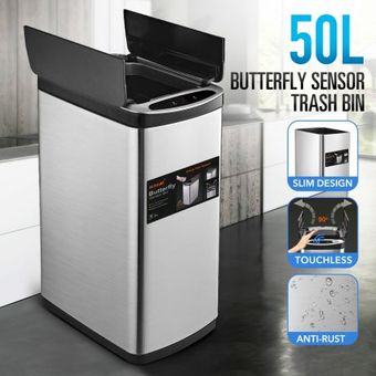 50L Smart Sensor Bin Kitchen Rubbish Recycling Bin Infrared Motion ...