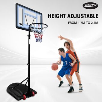 Genki Adjustable 2.45m-3.05m Portable Basketball Hoop System Stand w ...