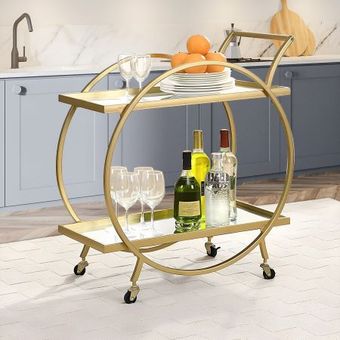 Bar Cart Gold Drinks Coffee Trolley Serving Liquor Wine Cocktail ...