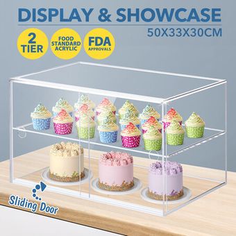 Cupcake Display Cabinet Acrylic Cake Bakery Shelf Unit Case 4 Tier ...