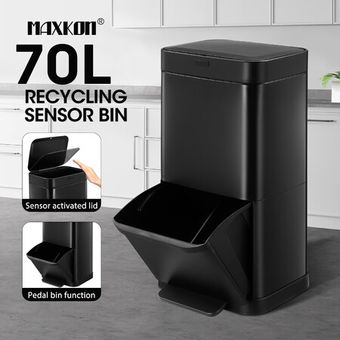 60L Sensor Recycling Bin Touchless Rubbish Trash Dustbin Kitchen Waste ...