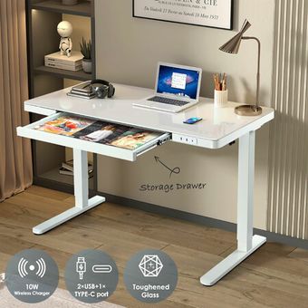 Electric Standing Desk Sit Stand Up Corner Table Height Adjustable L ...