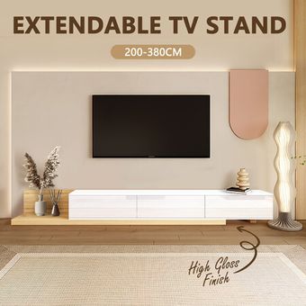 TV Unit Stand Cabinet Extendable Entertainment Console Side Table ...