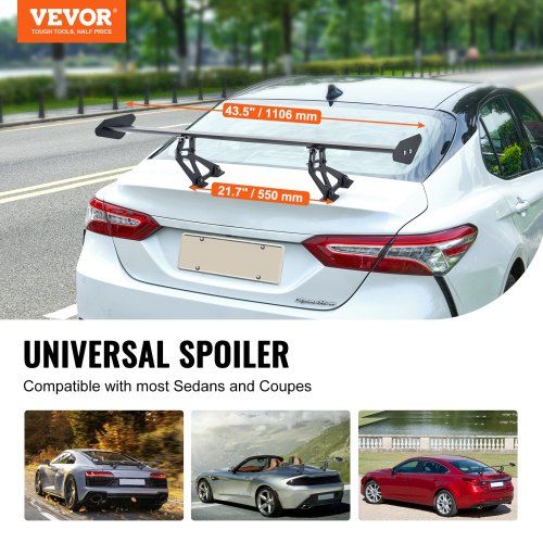 GT Wing Car Spoiler, 43.3 inch Universal Spoiler with Single Deck ...