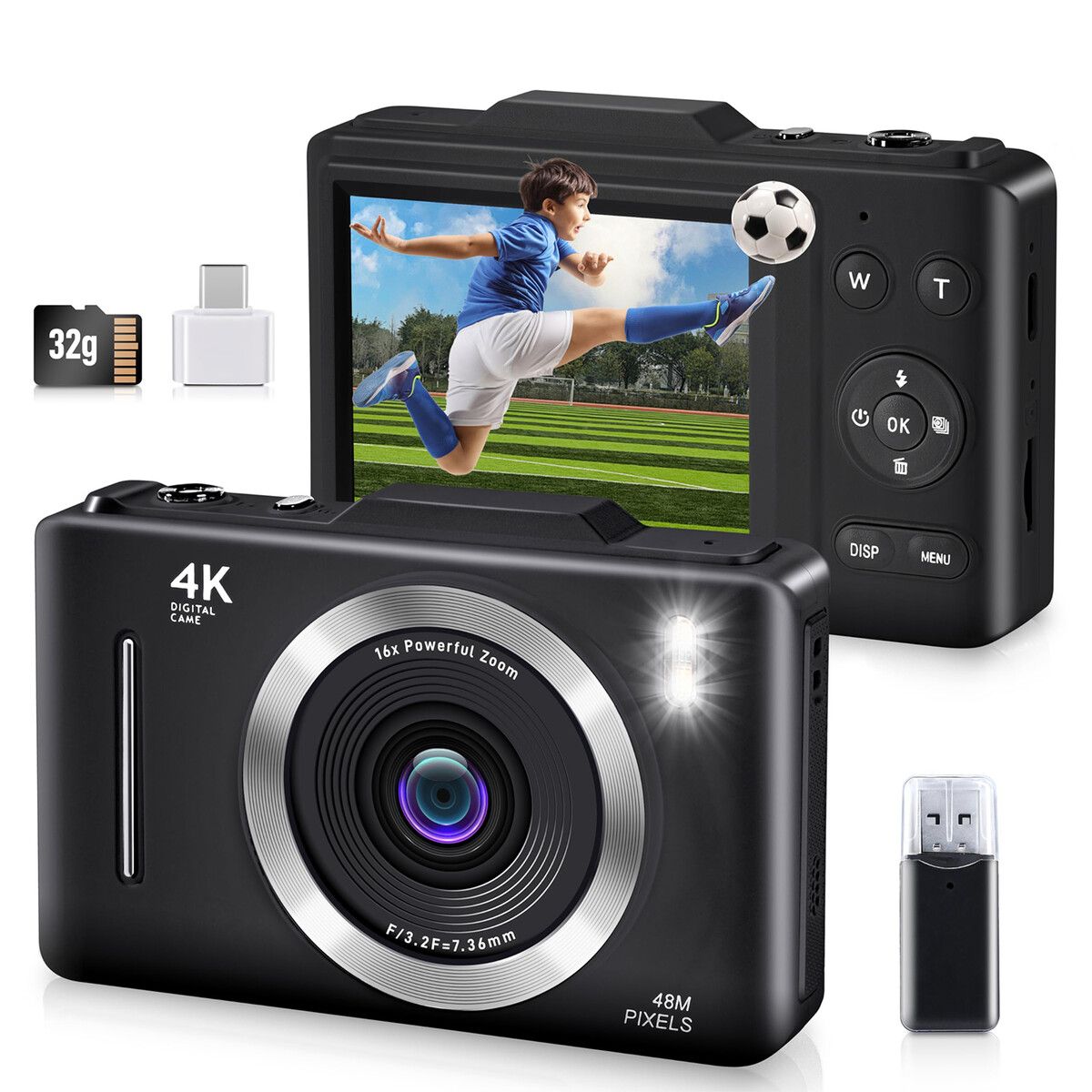 Digital Camera,FHD 1080P Kids Camera Digital with 16x Zoom Anti Shake ...