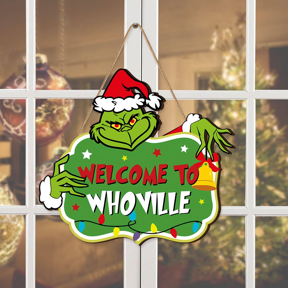 Christmas Decorations Hanging Signs, Merry Grinchmas Welcome to ...