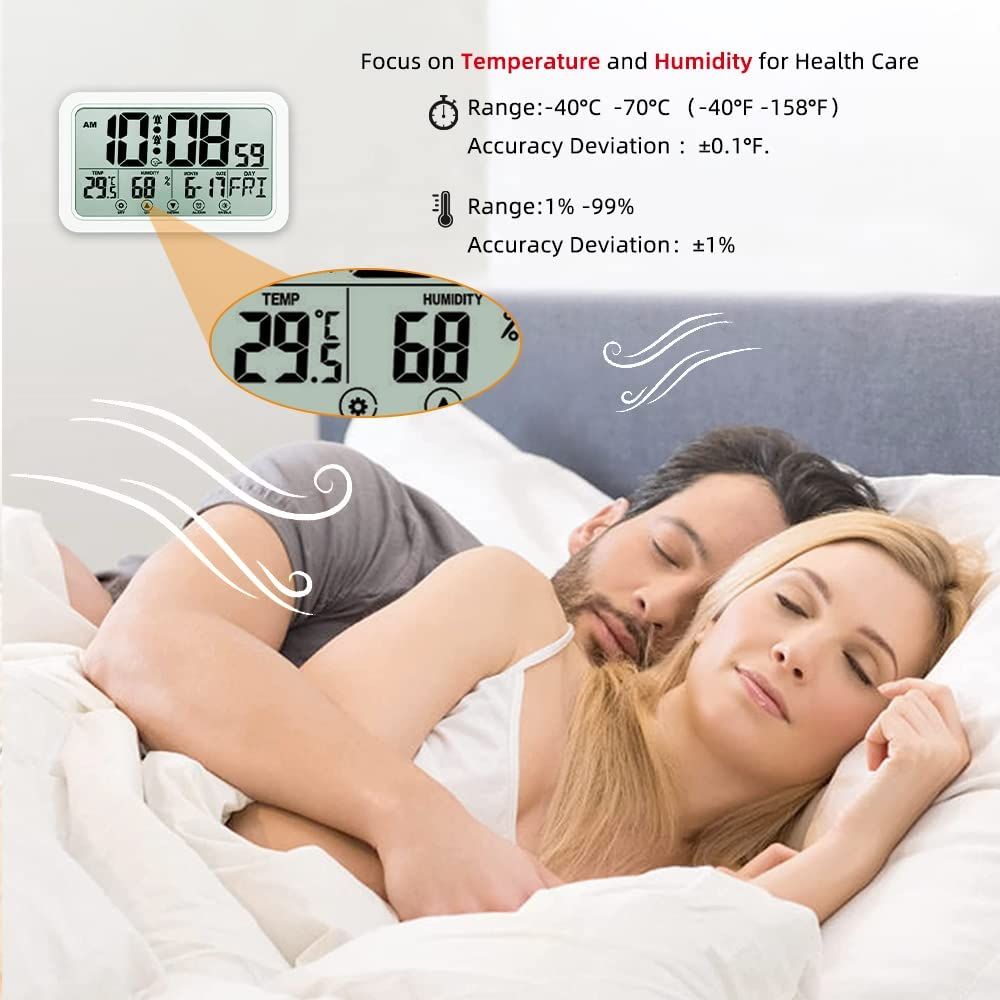 Multi-Functional Digital Wall Clock with Temperature, Humidity, and ...