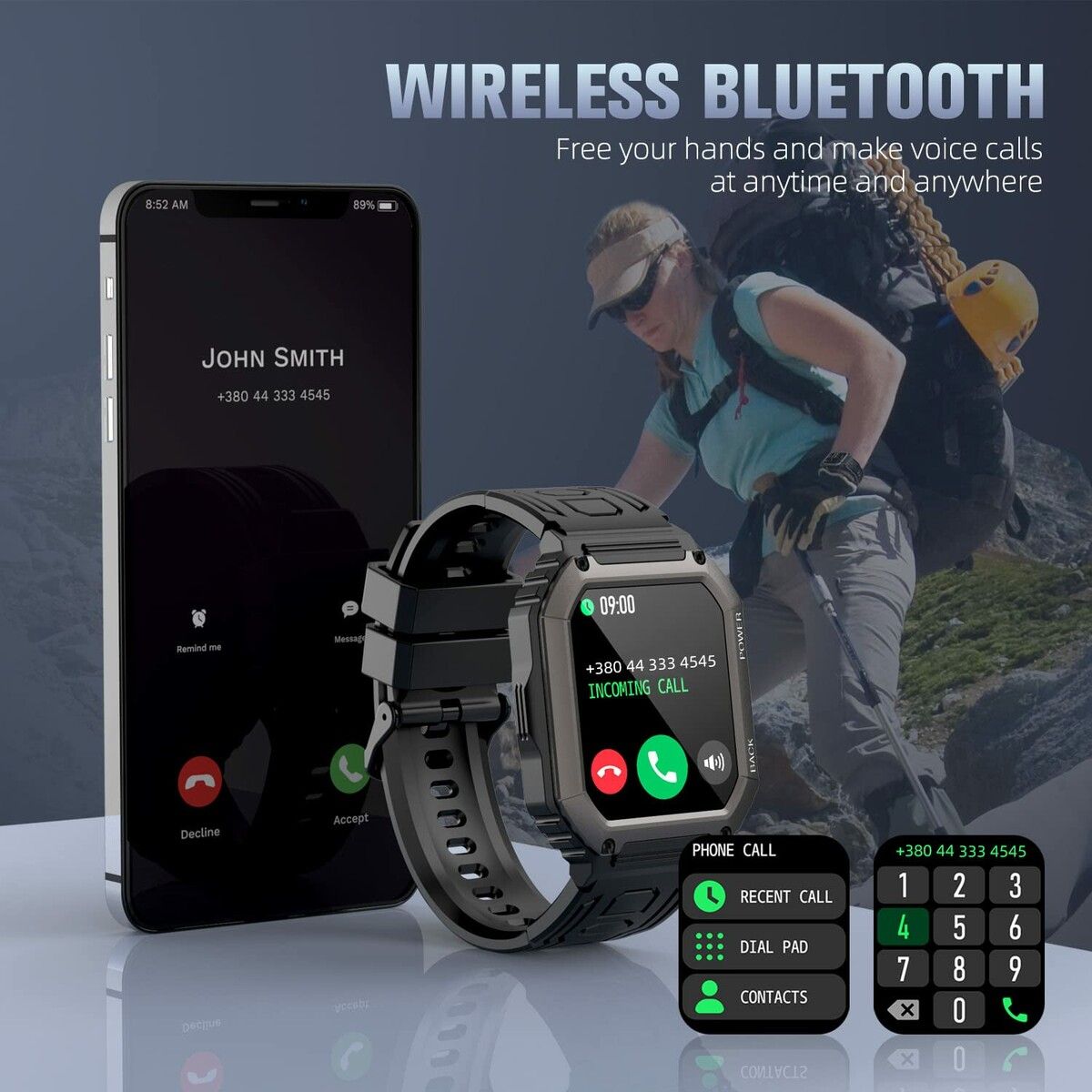 Rugged Tactical Smartwatch for Men: Bluetooth Calling, Fitness Tracking ...