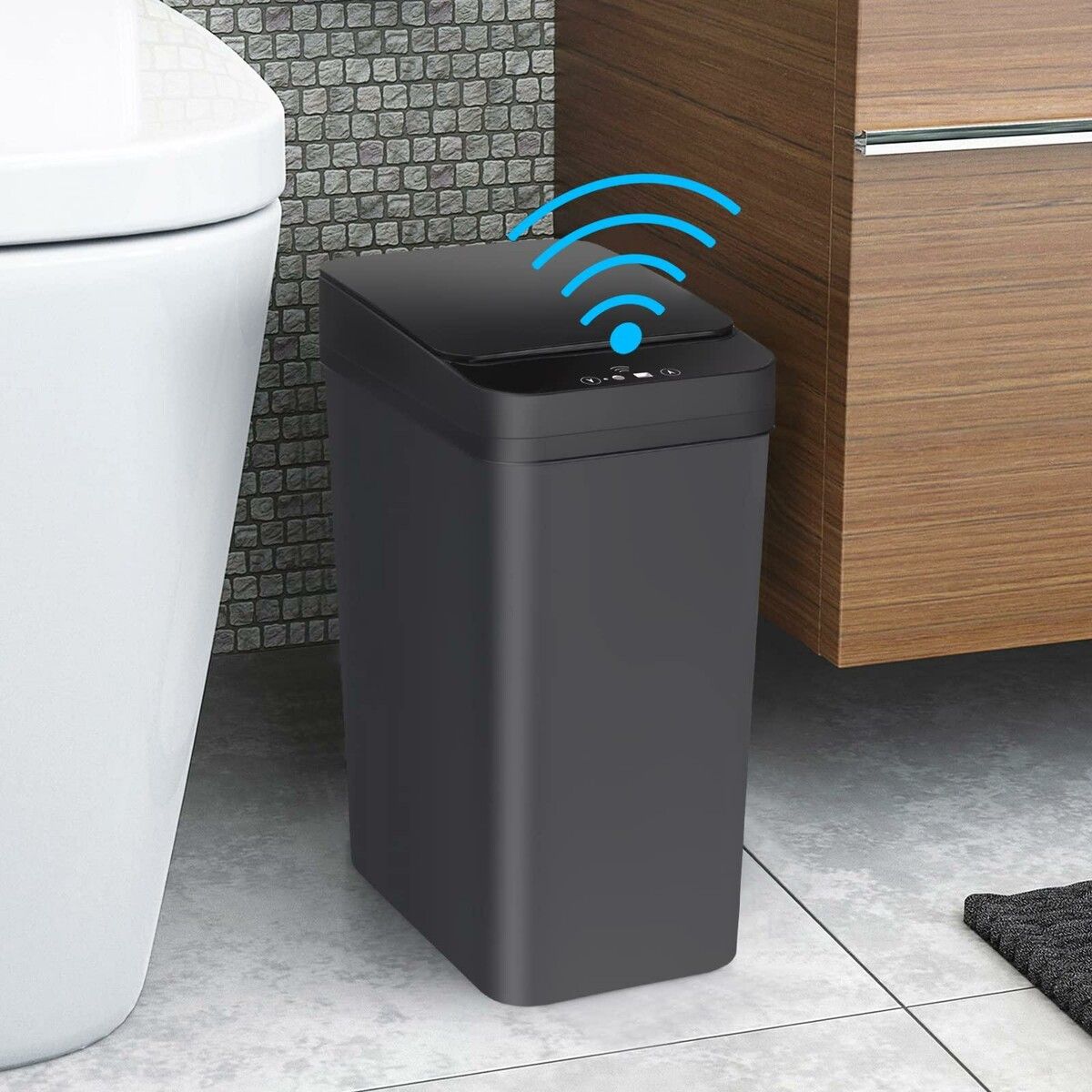 Smart Touchless Bathroom Trash Can with Motion Sensor and Waterproof ...