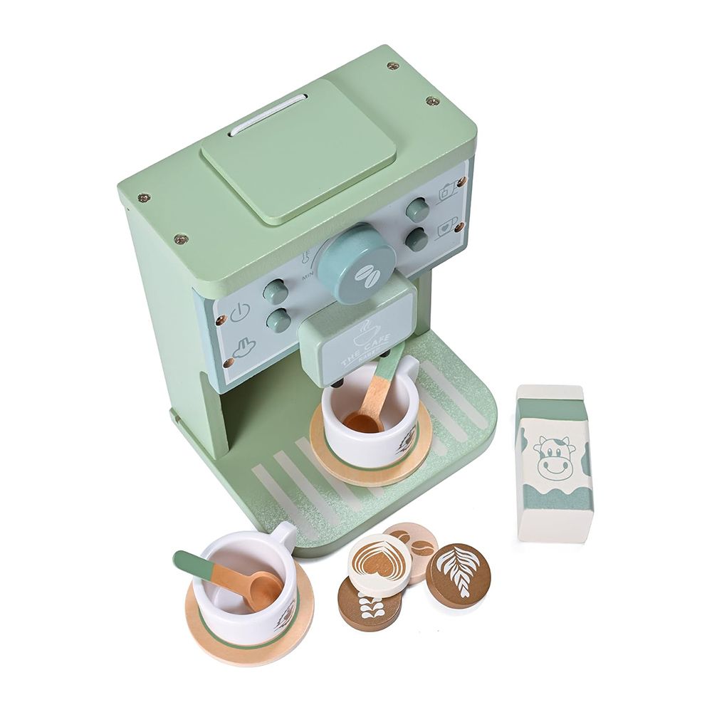 Kids Wooden Toys Toddler Pretend Play Kitchen Accessories Green Coffee ...