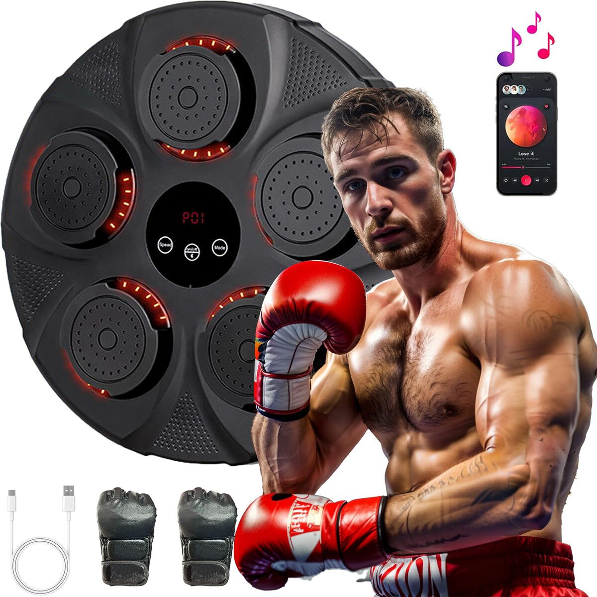 Music Boxing Machine,Smart Bluetooth Interactive Wall Mounted Punching ...