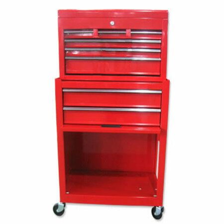 2 Piece Mechanic Handyman 8 Drawer Tool Box Tool Chest on Wheels - Red