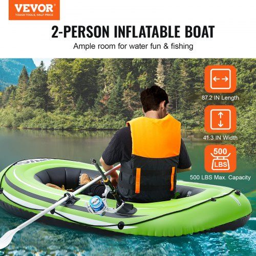 Inflatable Boat 2-Person Inflatable Fishing Boat Strong PVC Portable ...