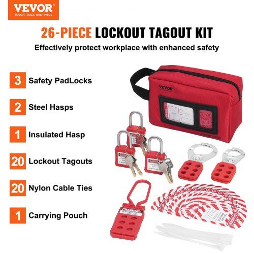 Electrical Lockout Tagout Kit 26 PCS Safety Loto Kit Includes Padlocks ...