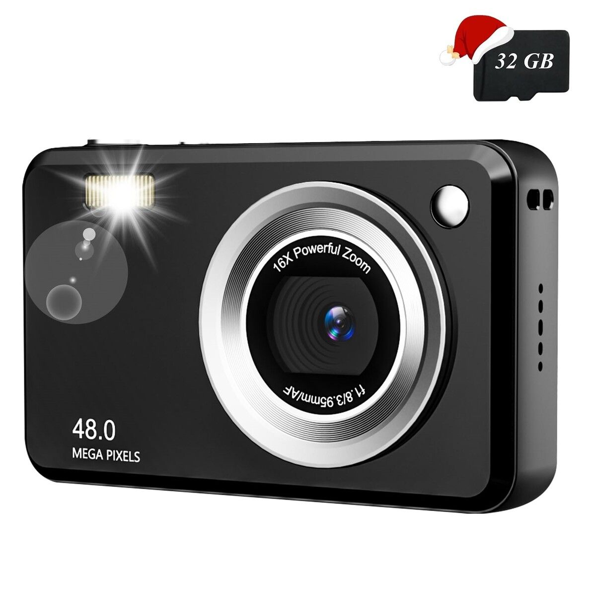 Digital Camera,FHD Camera with 32GB Card,Lanyard,16X Zoom Anti Shake ...
