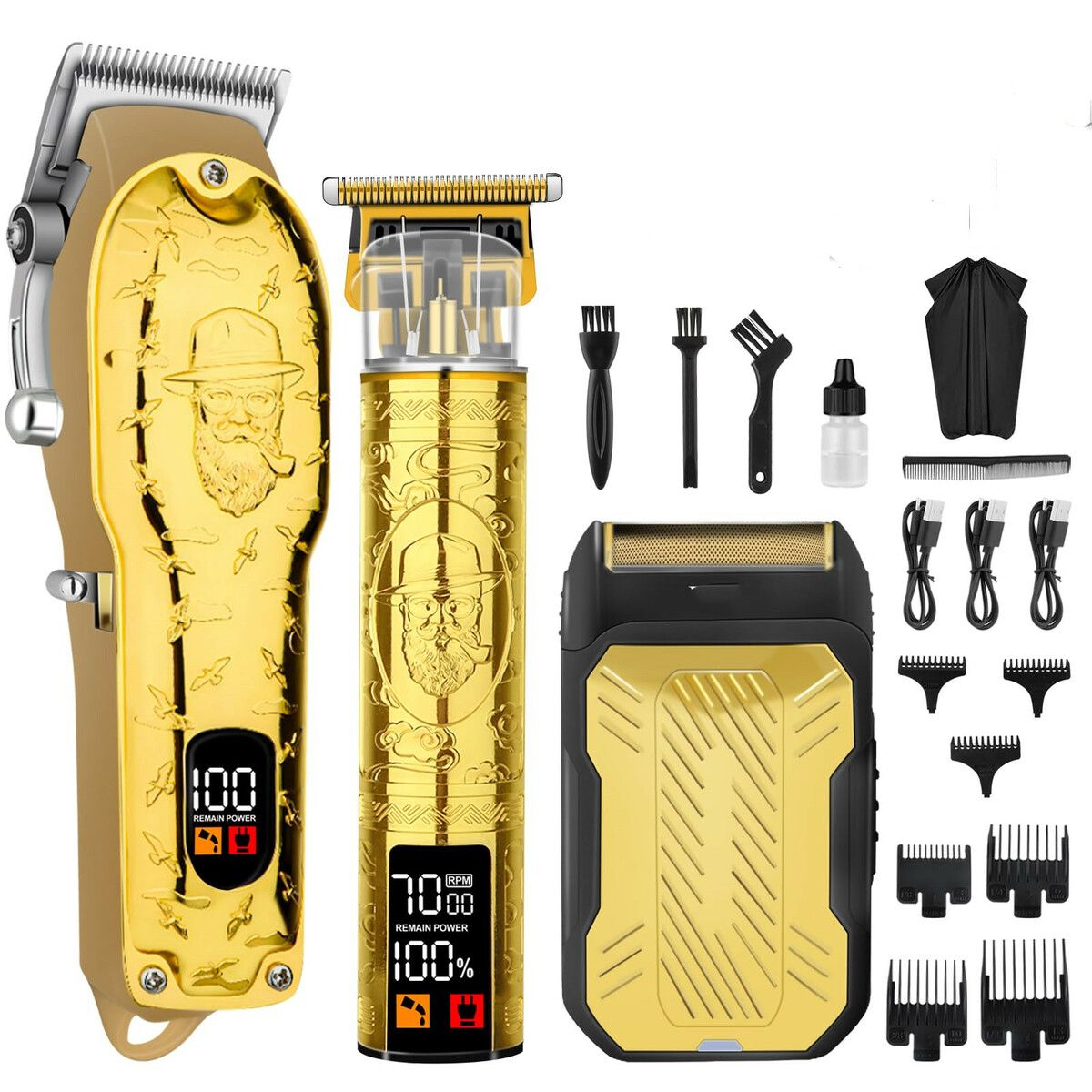 Professional Hair Clipper Set for Men Electric Shaver Razor Cordless ...