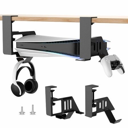 Metal PS5 Stand Horizontal,Under Desk Storage kit for PS5/PS5 Slim ...