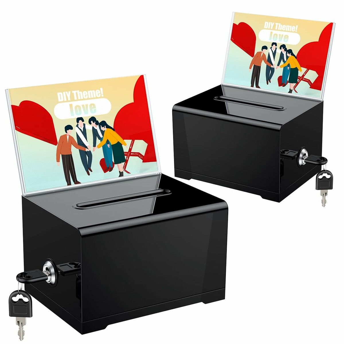 2 Pack Black Acrylic Donation Box for Fundraising Suggestion Box with ...