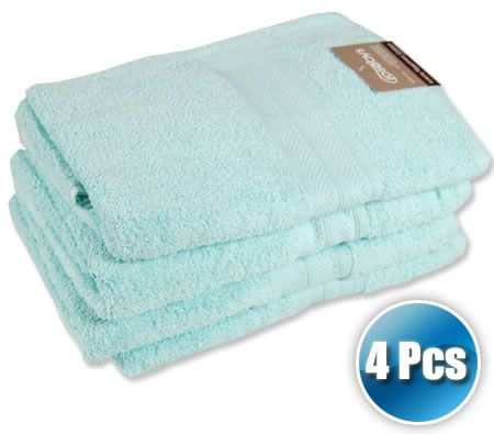 Rosebys DJ Luxury Egyptian Cotton 650gsm Set of 4 Bath Towels - Aqua Green